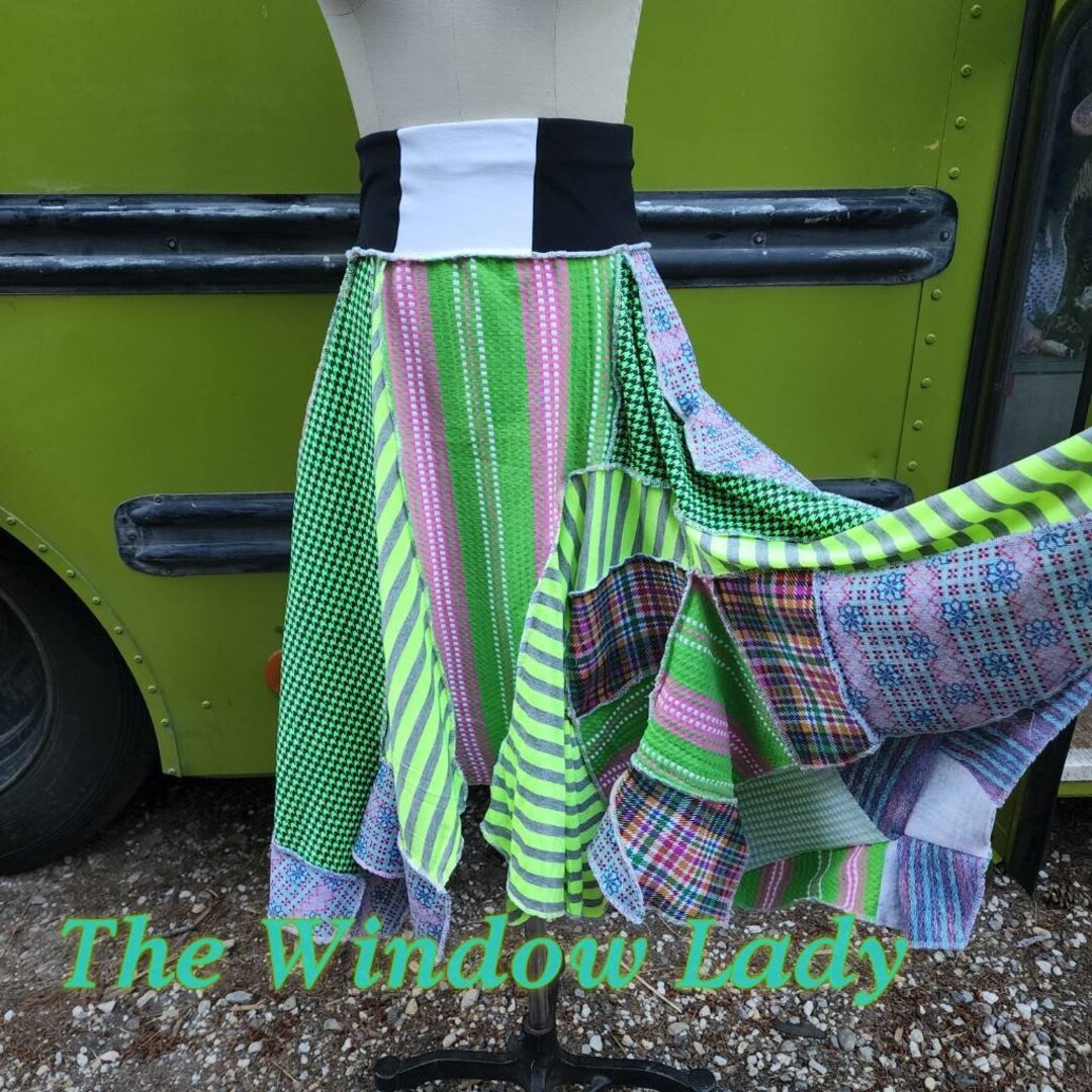 The Window Lady Patchwork Neon Skirt Festival Doll New Wave Unisex Ooak ...