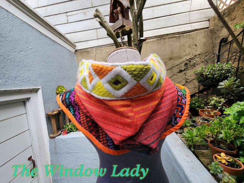 The Window Lady Designer Patchwork Upcycled Hooded Cape Capelet ...
