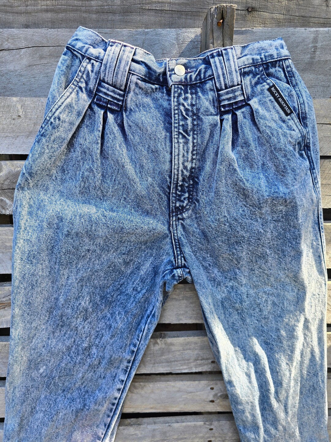 1980s 80s 90s Acid Wash Pleated Rockies Denim Jeans Rocky Mountain ...