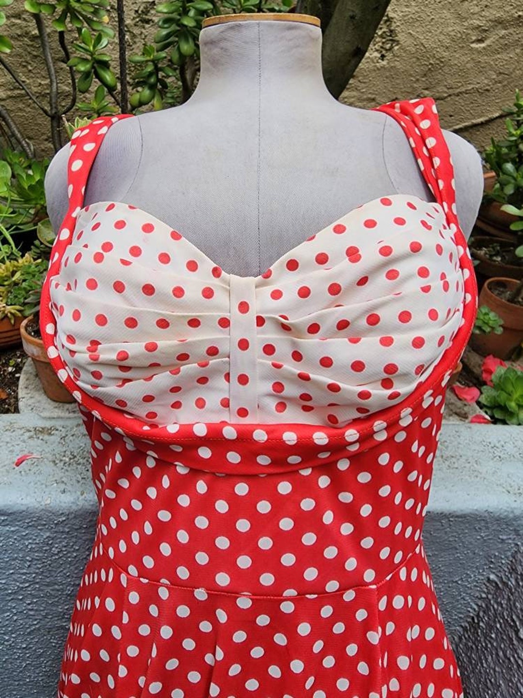 Vintage Designer Julie Miller California Red Polka Dot Dress Flirty ...