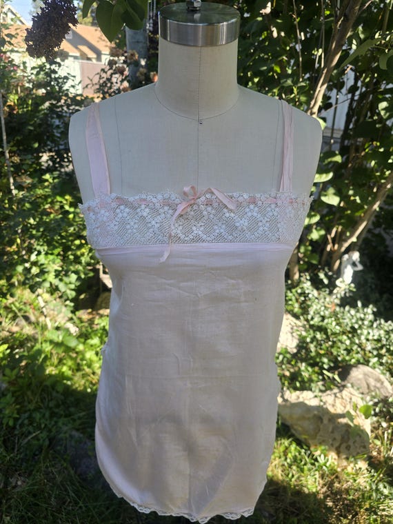 1920s 20s boudoir lingerie slip soft cotton and lace … - Gem