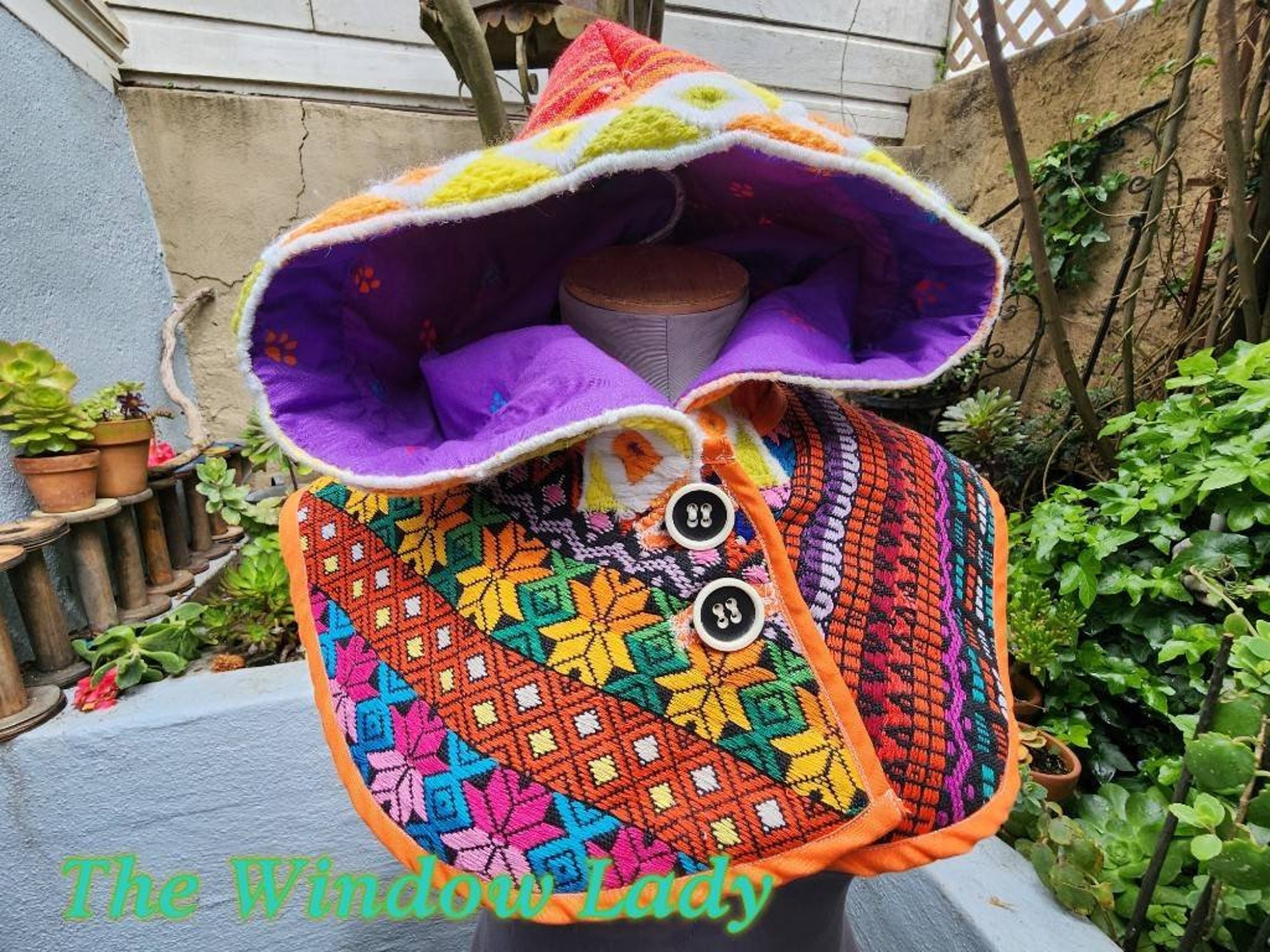 The Window Lady Designer Patchwork Upcycled Hooded Cape Capelet ...