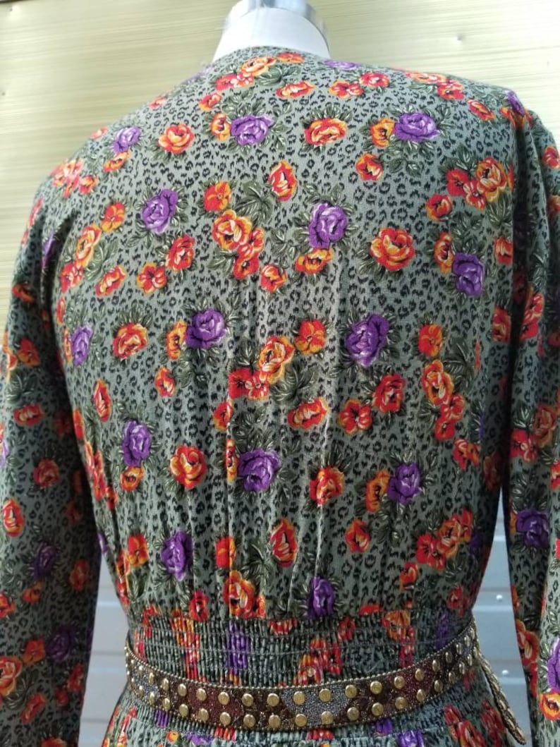80s 1980s High Waisted Floral Dress Rocker Punk Leopard Boho | Etsy