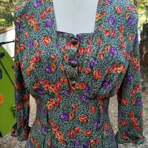 80s 1980s High Waisted Floral Dress Rocker Punk Leopard Boho - Etsy