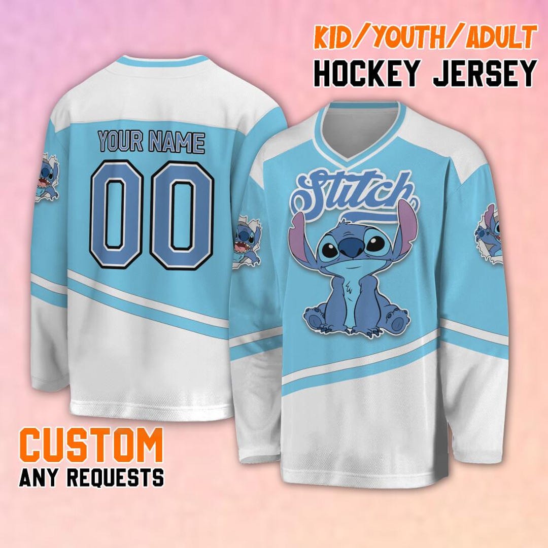 Disney Stitch Hockey Jersey, Stitch Jersey, Stitch Balloons Hockey ...
