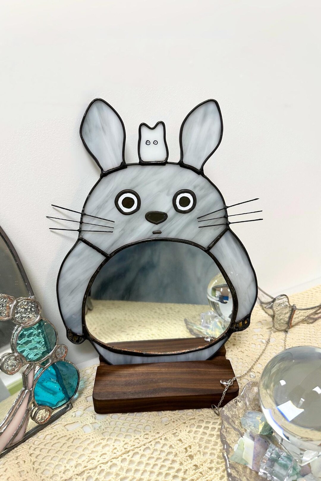 Stained Glass Mirror Totoro Standard Size Handmade - Etsy