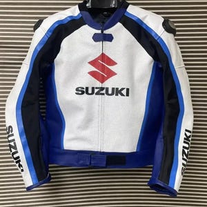 SUZUKI Moto Leather Racing Jacket Motogp Biker Gear Genuine Cowhide ...