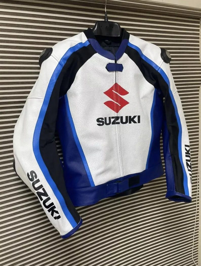 SUZUKI Moto Leather Racing Jacket Motogp Biker Gear Genuine Cowhide ...