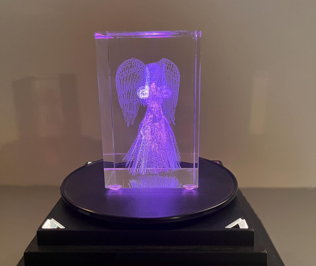 Vintage 3D Laser Angel Crystal by Jaffa W Color Changing Light Stand - Etsy