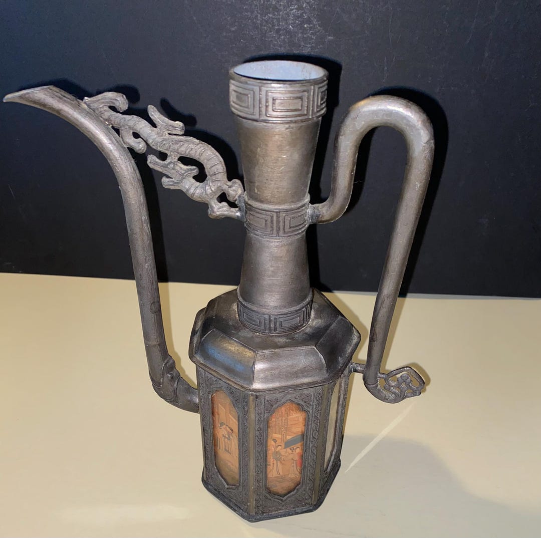 Ancient Japanese Pewter Dragon Pitcher - Etsy
