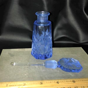 Super Blue Art Deco Perfume Bottle - Etsy