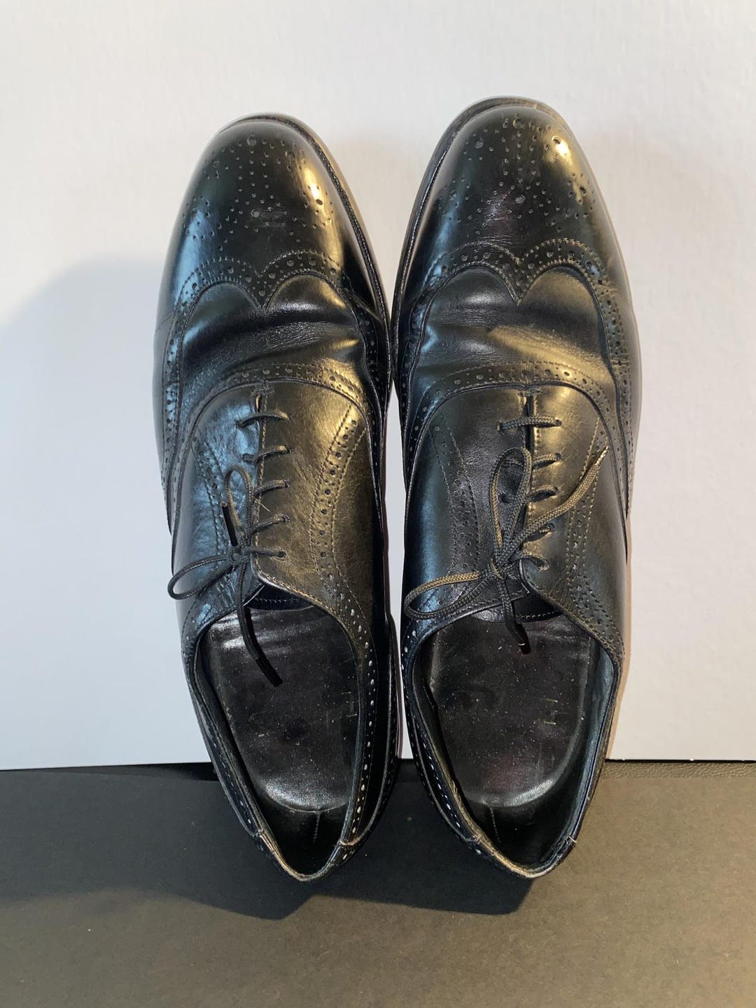 1980's Bostonian Windsor Jet Black Wing Tip Oxford Dress Shoes - Etsy