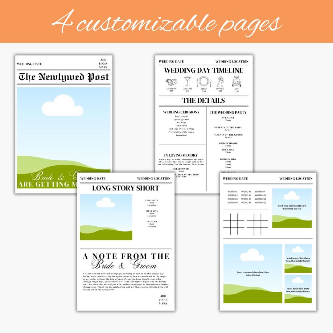 Wedding Newspaper Canva Template, Folded Large News Paper Program ...