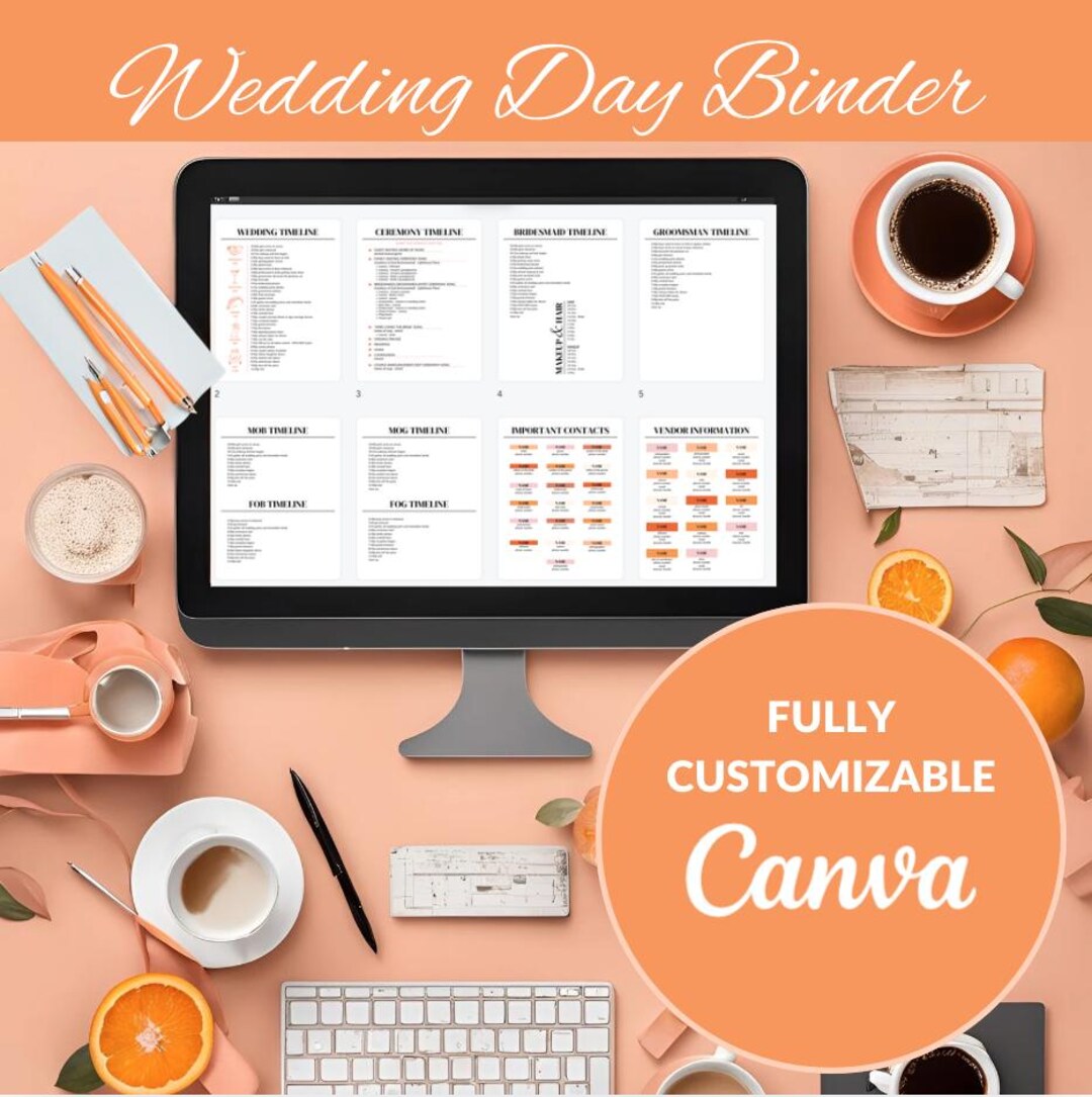 Practical Wedding Planning Binder Template, Customizable Canva Template ...