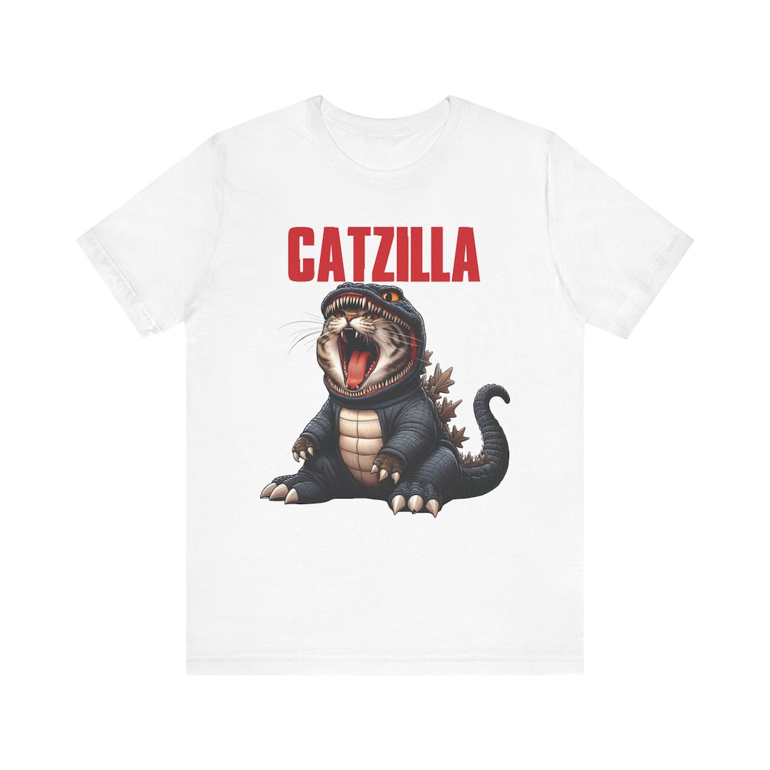 Cute Funny Cat Godzilla Shirt - Etsy