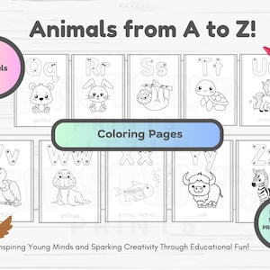 Printable Kids Alphabet Animal Coloring Book Fun & Educational Coloring ...