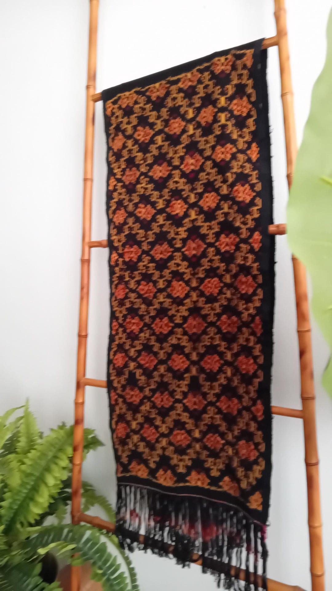 Long Indonesian Yellow/orange and Dark Handwoven Textile Cloth ...