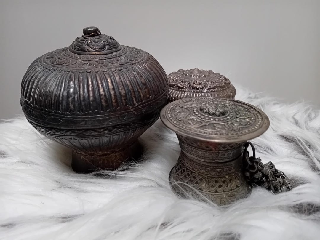 A Set of Three Ancient Silver Lao Betel Boxes, 18th Century Laos ...