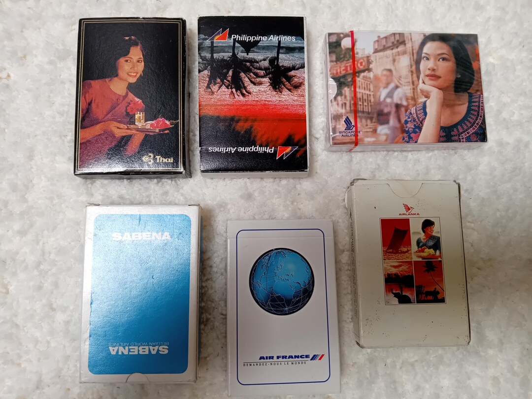 Airline Playing Cards, Set of Six Vintage Playing Cards, Second Half ...
