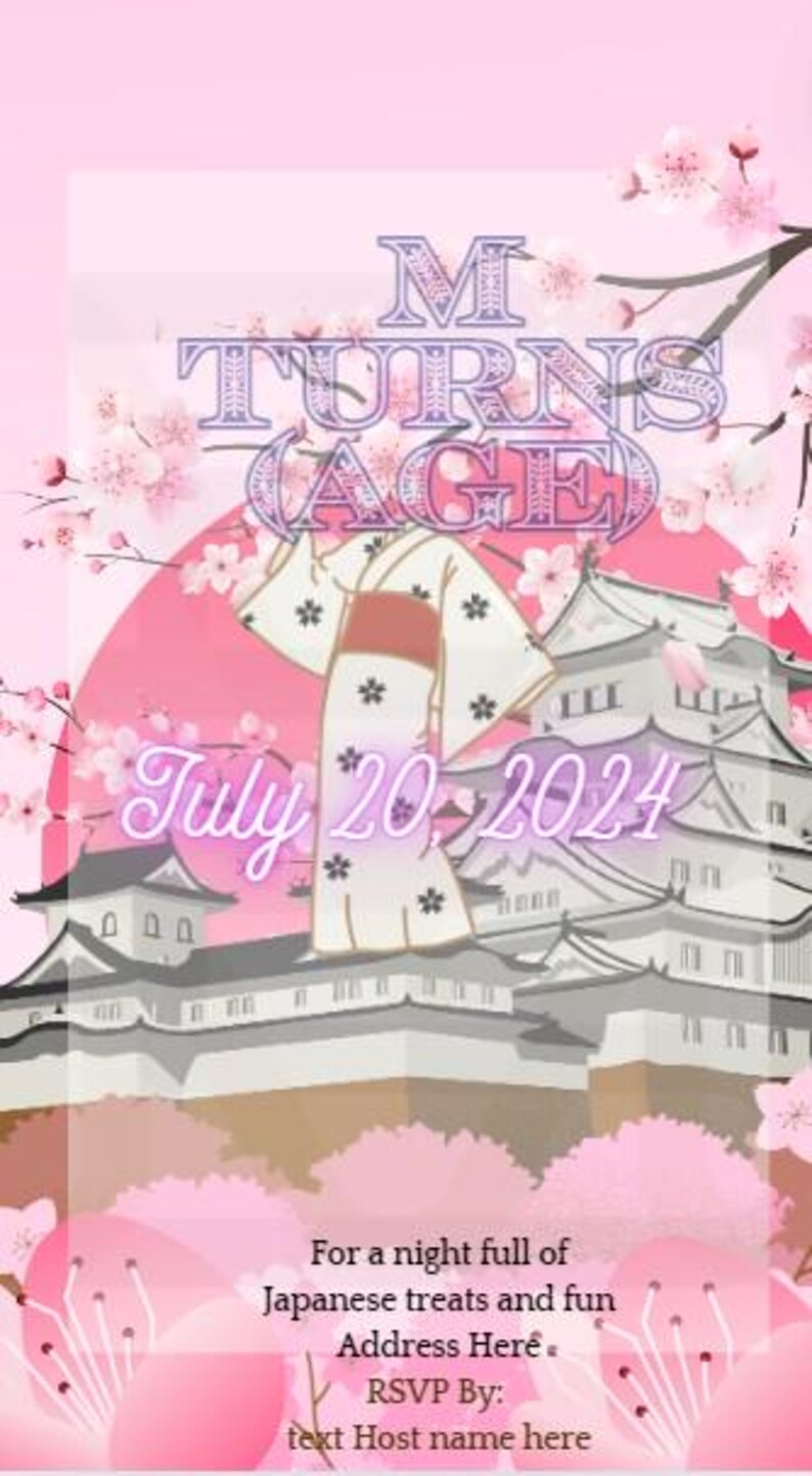 Japanese Themed Birthday Party Invite - Etsy