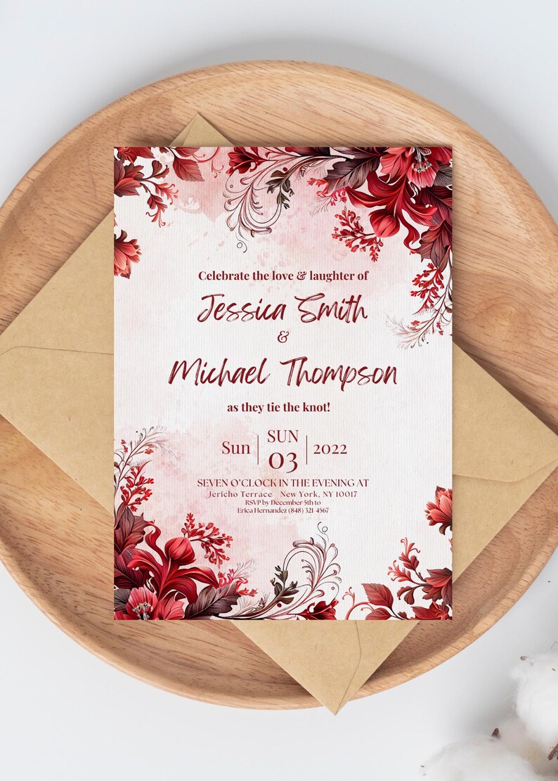 Digital Love & Laughter Wedding Invitation | Tie the Knot | Editable - Etsy