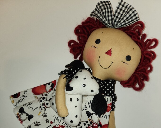 Raggedy Ann Cloth Doll With Dalmatian Dog, Dog Lover Gift, Gift for Her ...