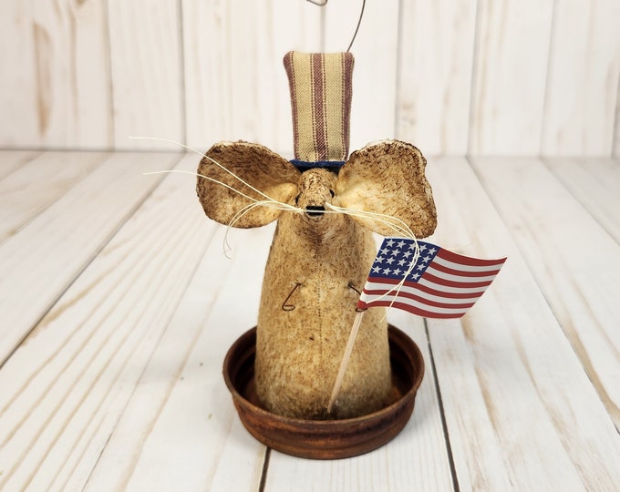 Americana Mouse With Battery Operated Star Tealight, Primitive Mouse ...