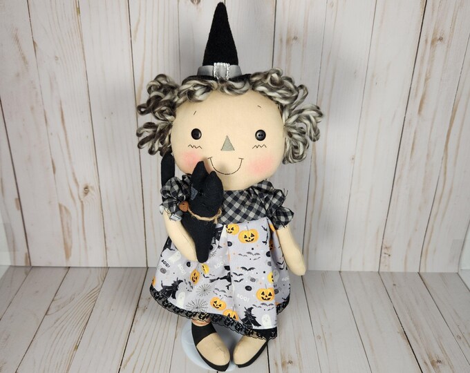 Halloween Black Cat Raggedy Witch Doll, Fall Home Decoration, Unique ...