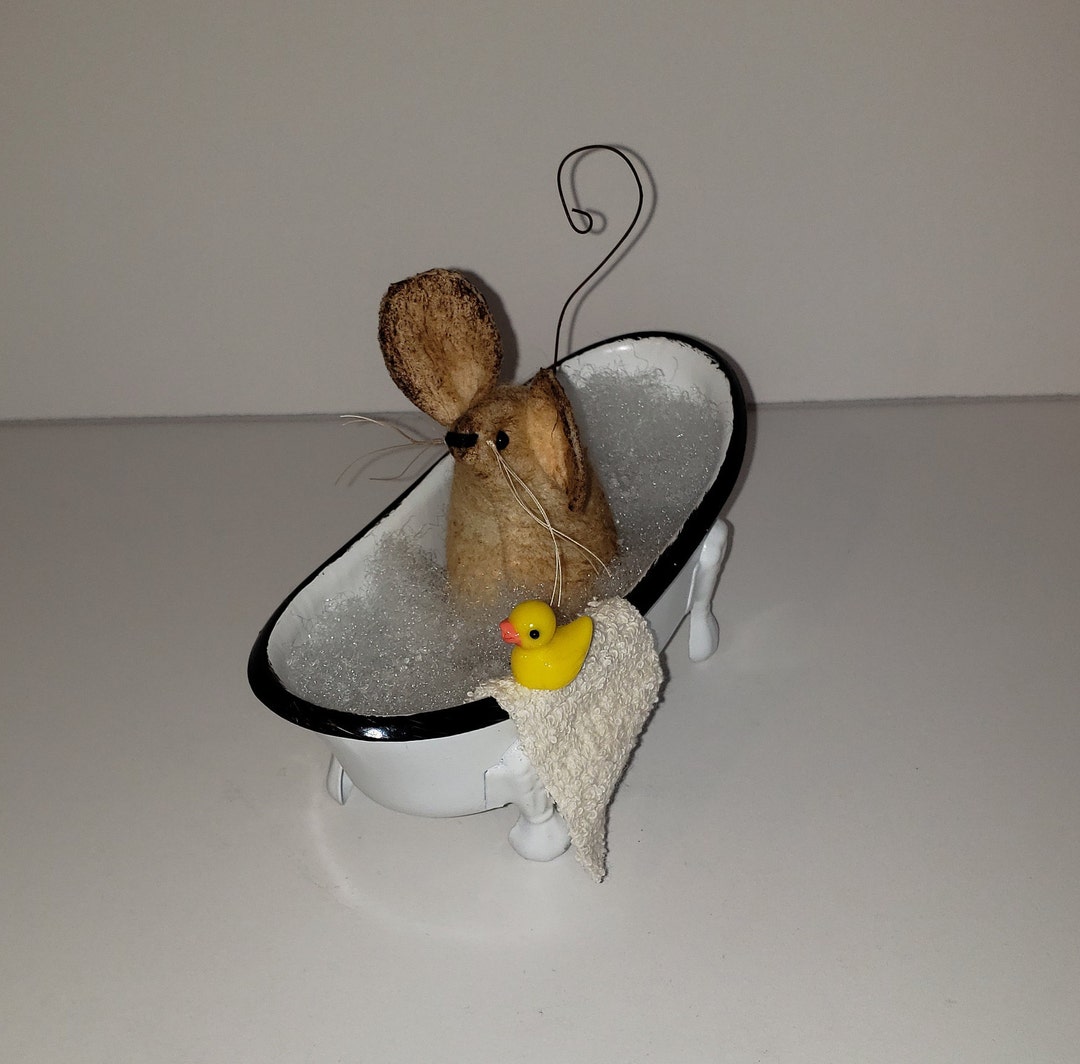 Bathroom Mouse in Old Fashioned Claw Foot Bath Tub With Rubber Ducky ...