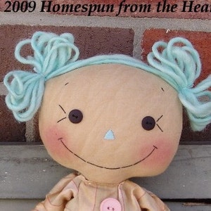 Spearmint Light Shabby Blue Wool Doll Hair, Raggedy Doll Hair for Doll ...