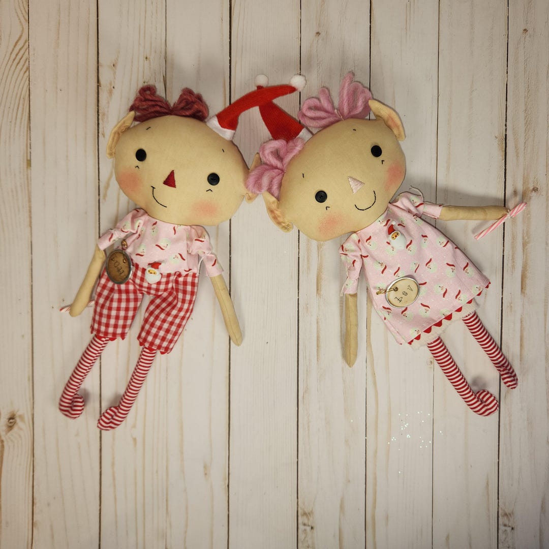 Santa Claus Pink, Red and White Theme Boy and Girl Elf Set of Two ...