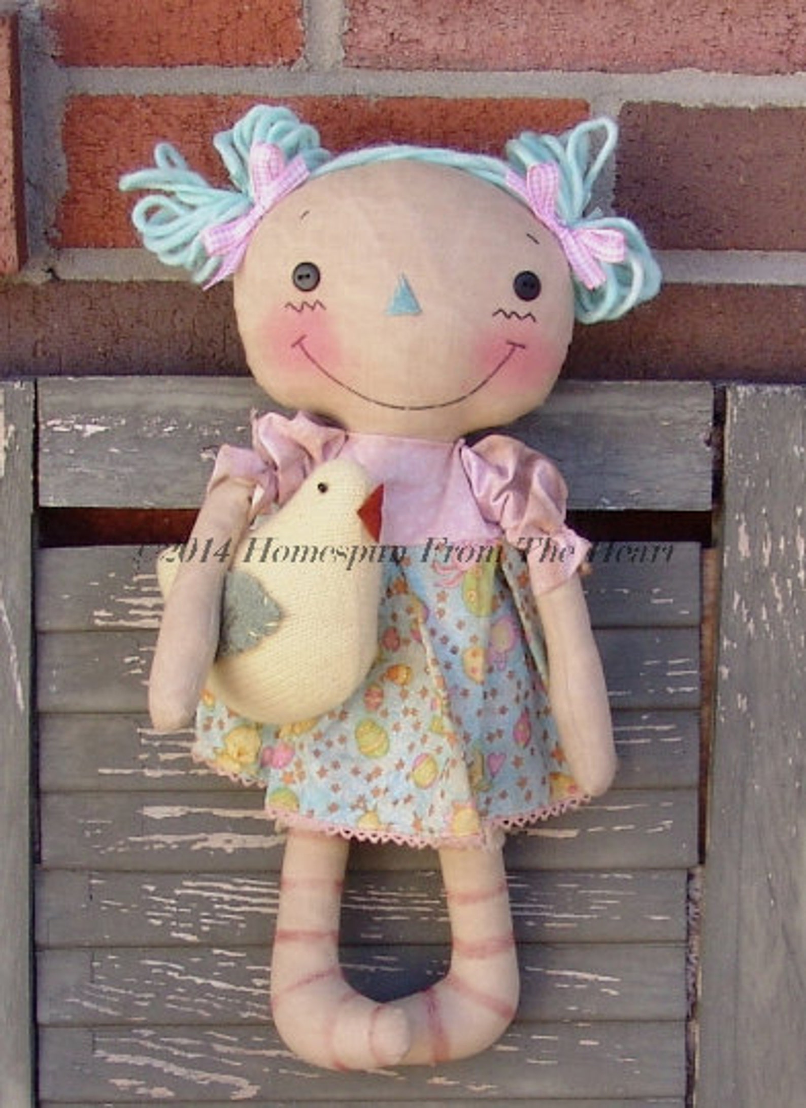 Easter Spring Doll Pattern With Little Chicken, Spring Chicks Raggedy ...