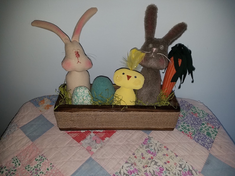Primitive Easter Spring Pattern Bunnies Chick Carrot Eggs - Etsy