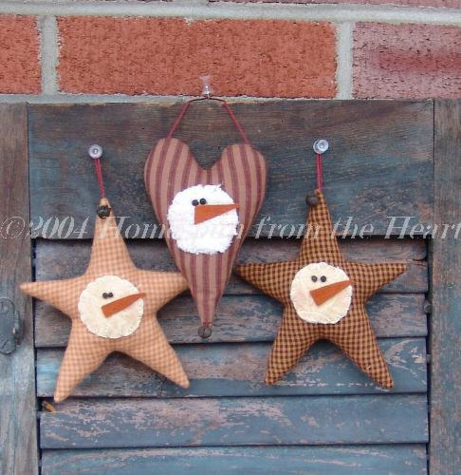 Primitive Ornament Pattern Homespun Star and Heart Snowman | Etsy