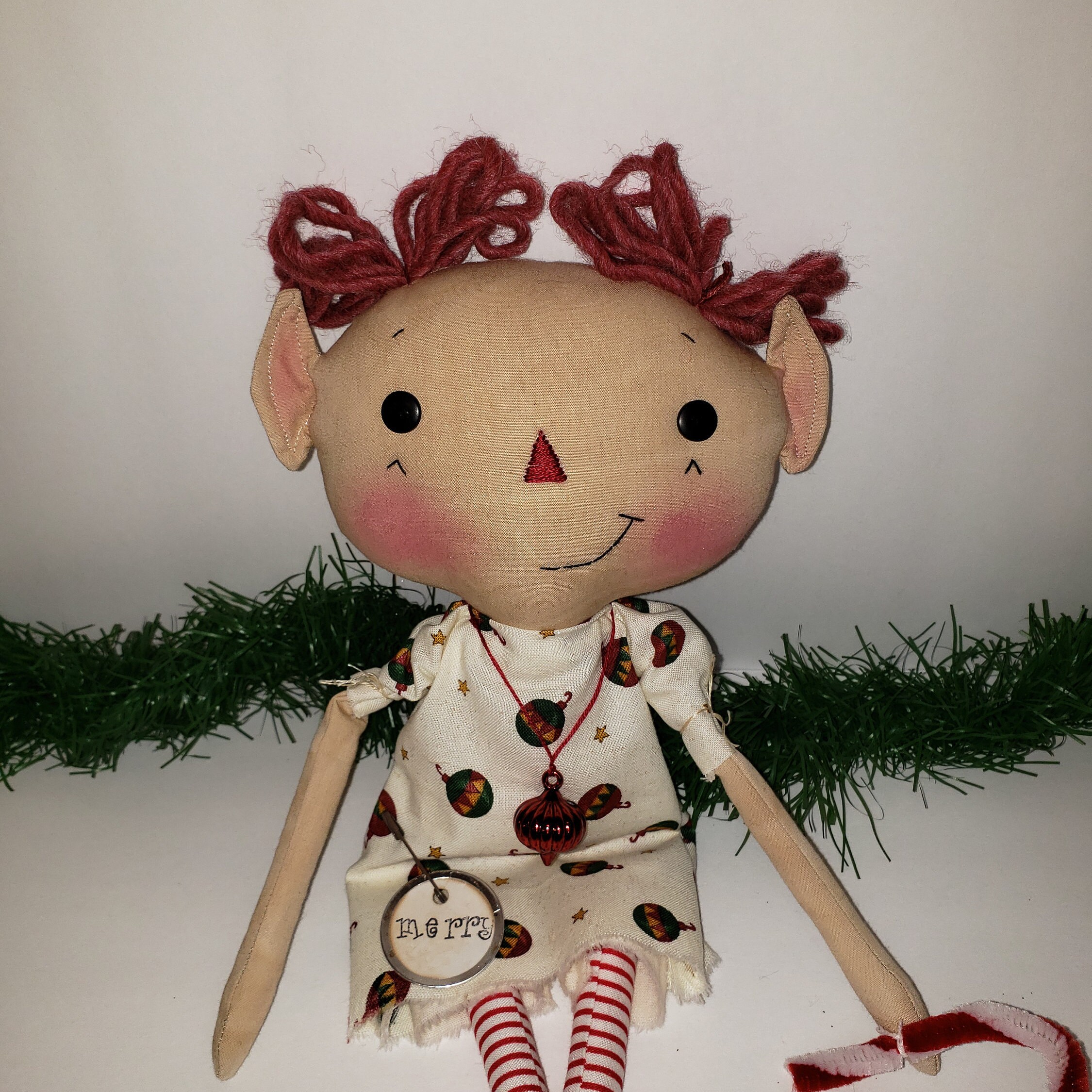 Handmade primitive Elf girl doll in Vintage Ornament dress | Etsy