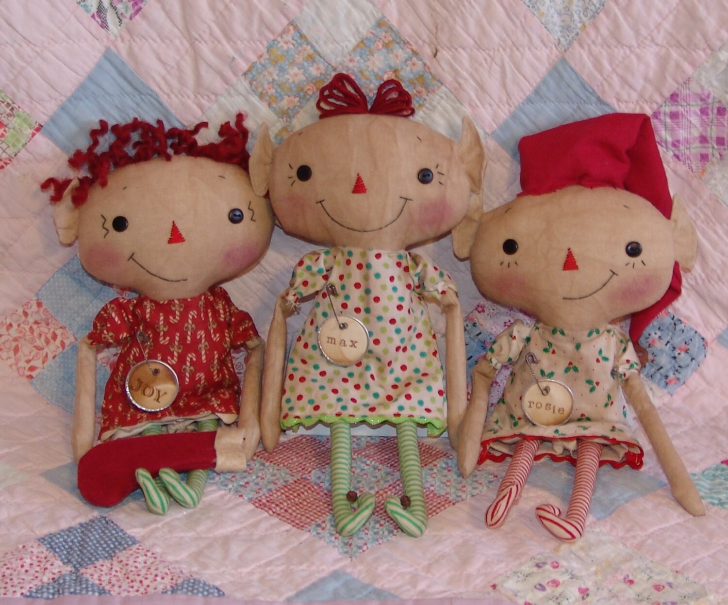 Primitive Christmas Elf Doll Pattern, 14 Inch Raggedy Elf Doll Pattern ...
