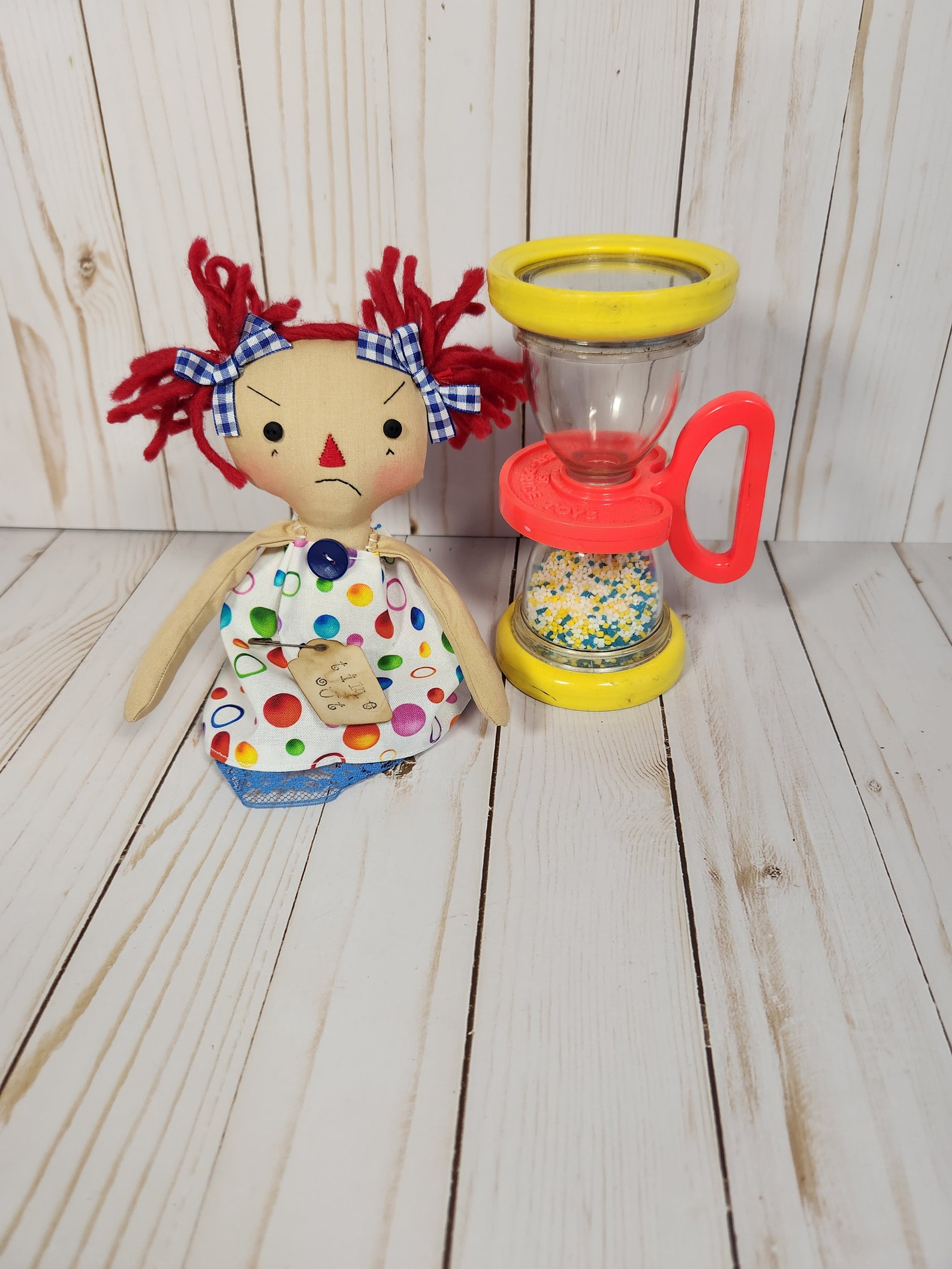 Time Out Grumpy Raggedy and Vintage Toy Timer Doll Set, Original One ...