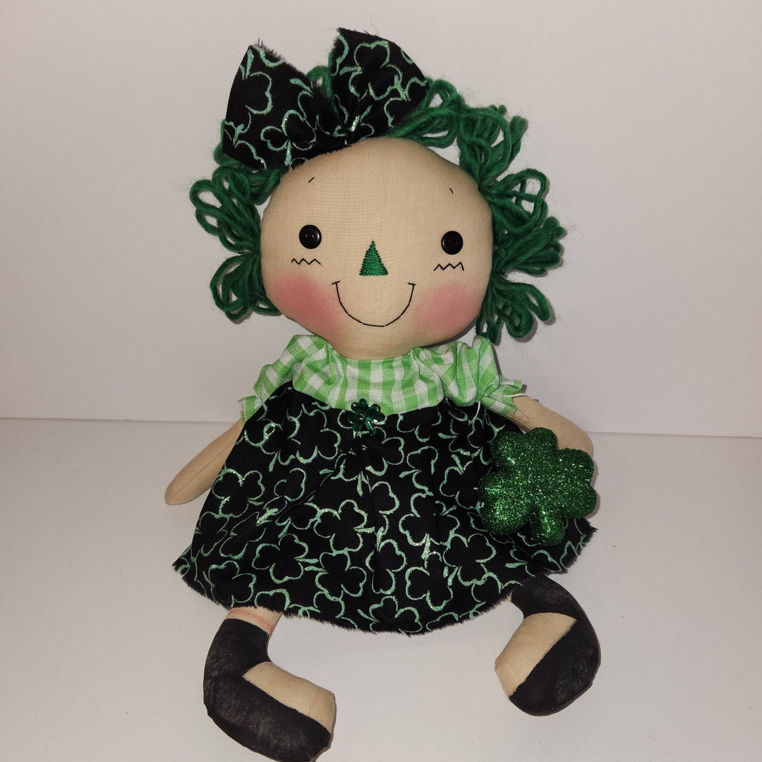 St. Patrick's Day Raggedy Doll Green Hair Irish Handmade - Etsy