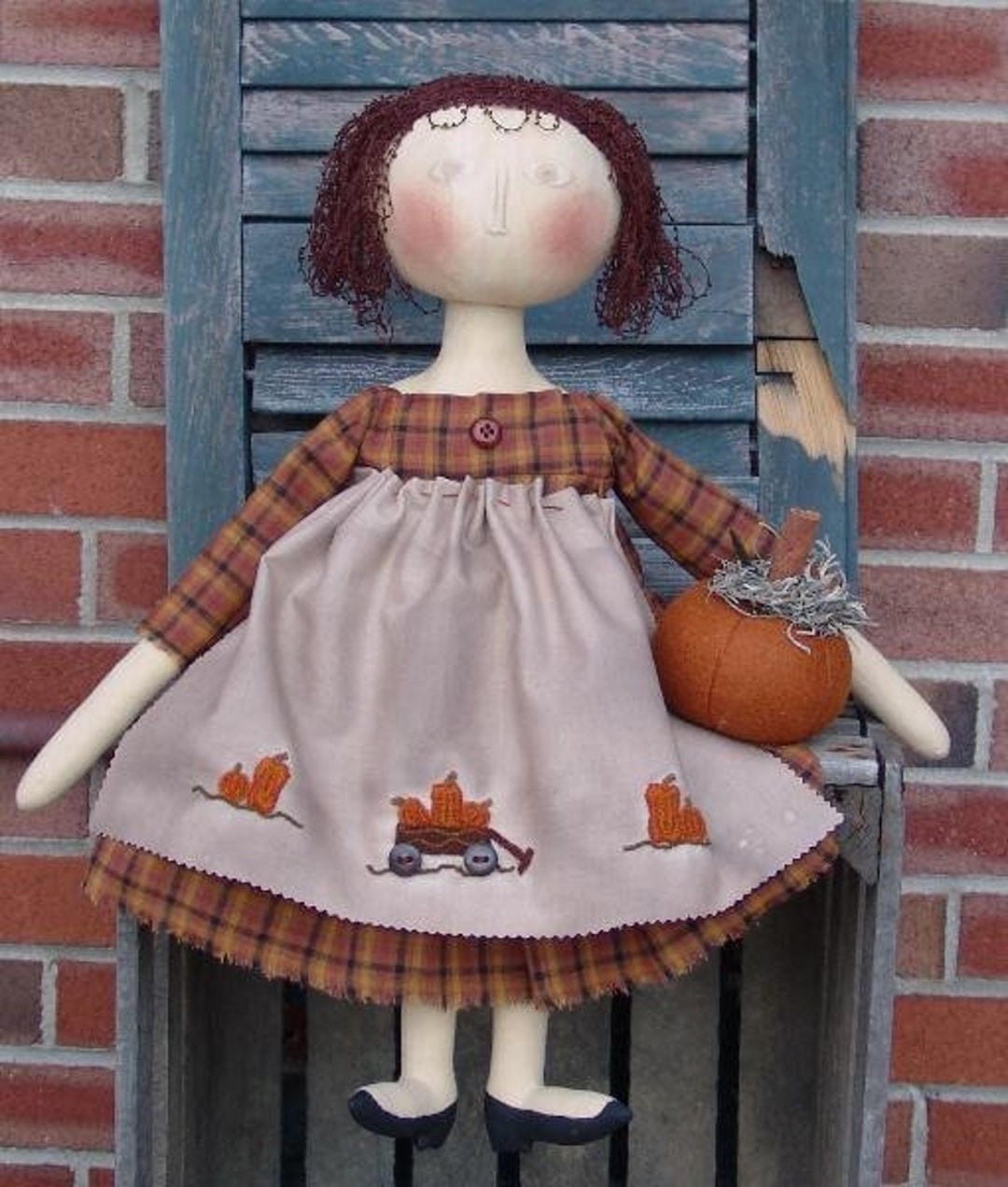 Primitive Colonial Fall Harvest Doll Pattern, Punch Needle Pattern ...