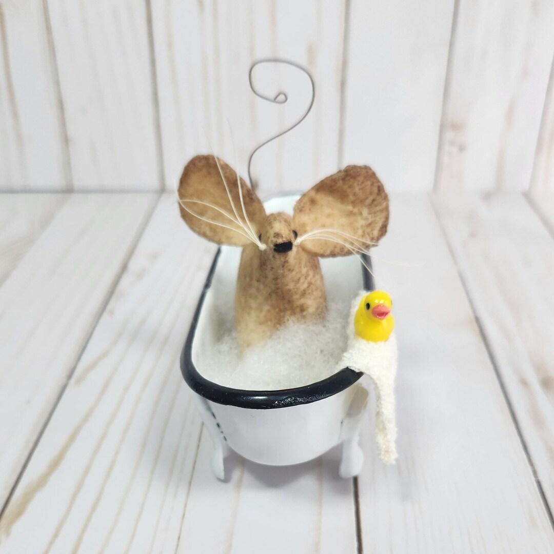 Bathroom Mouse in Old Fashioned Claw Foot Bath Tub With Rubber Ducky ...