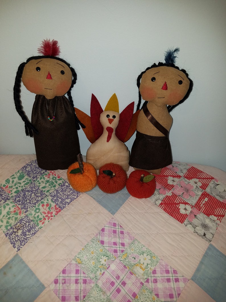 Primitive Thanksgiving Pattern | Pilgrims and Native American Doll ...