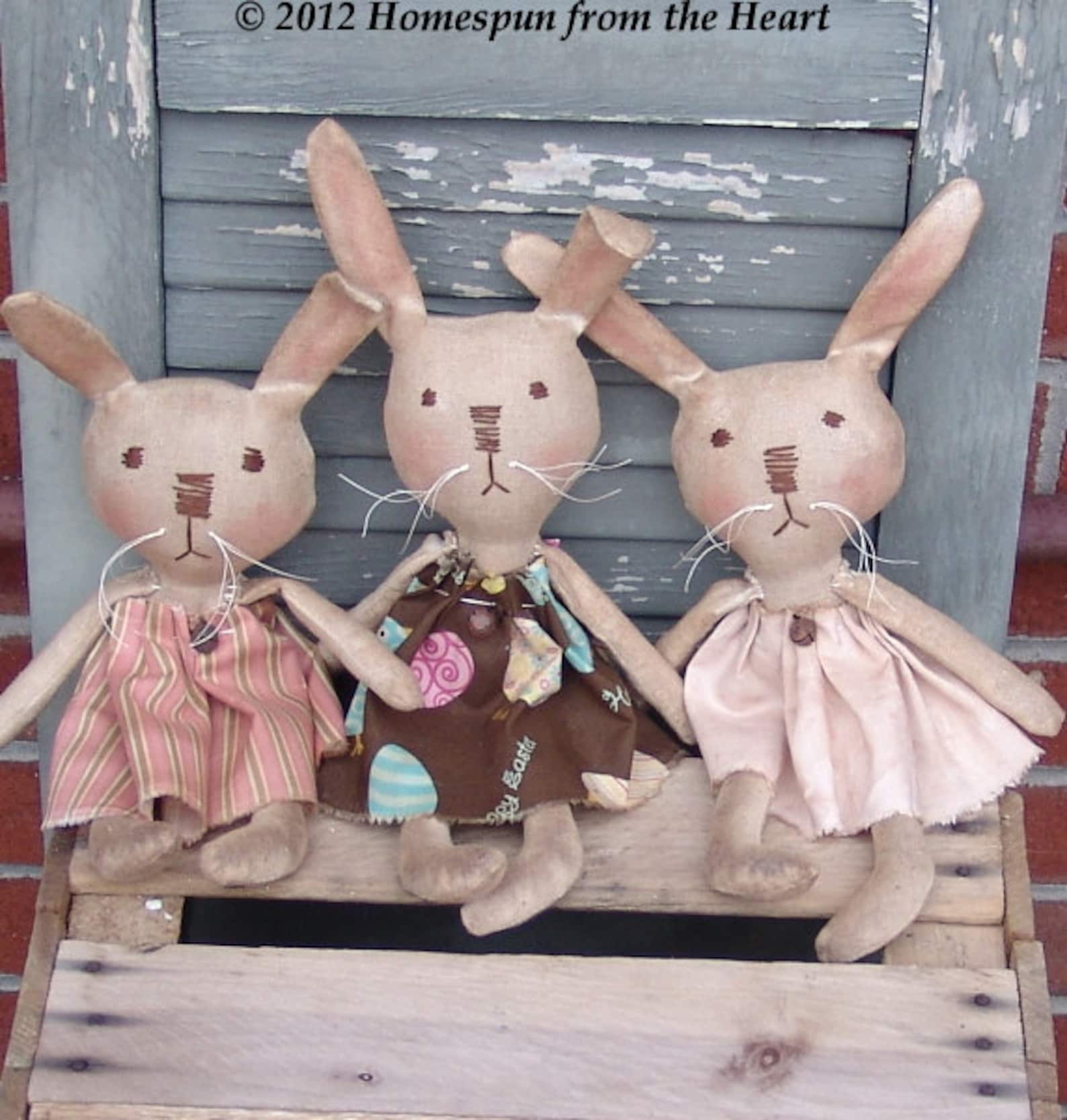 Primitive Bunny Cloth Doll Pattern Primitive Grungy Bunnies - Etsy