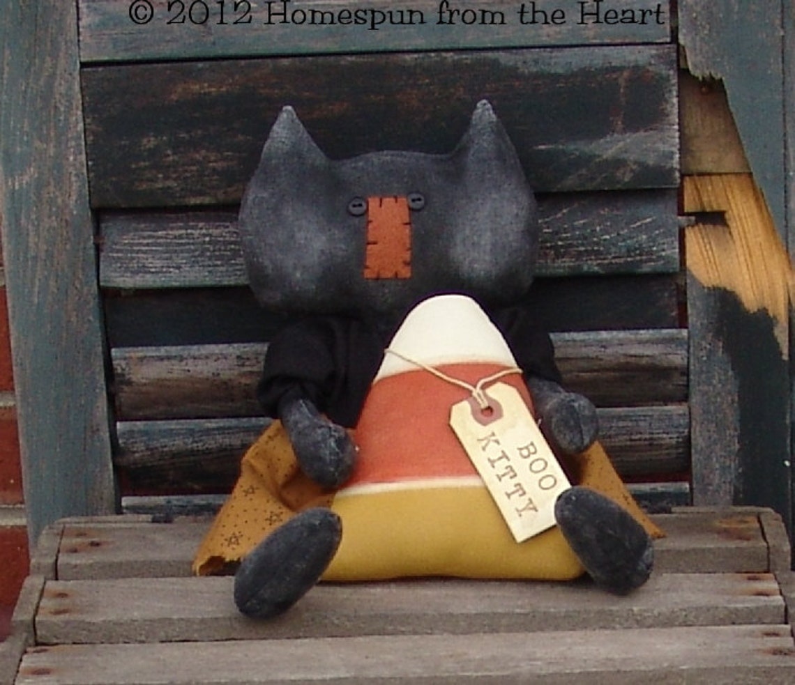 Primitive Cloth Cat Doll Pattern Boo Kitty With Candy Corn - Etsy