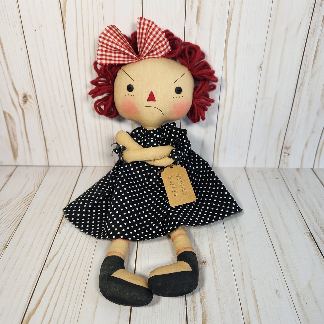 Grumpy Gertie Mad Face Doll Arms Crossed, Choose Your Own Fabric for ...