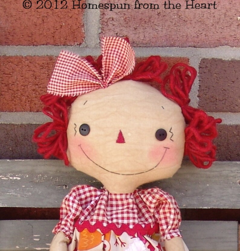 Raggedy Ann Cloth Doll Pattern With Hoot Owl Primitive Rag - Etsy