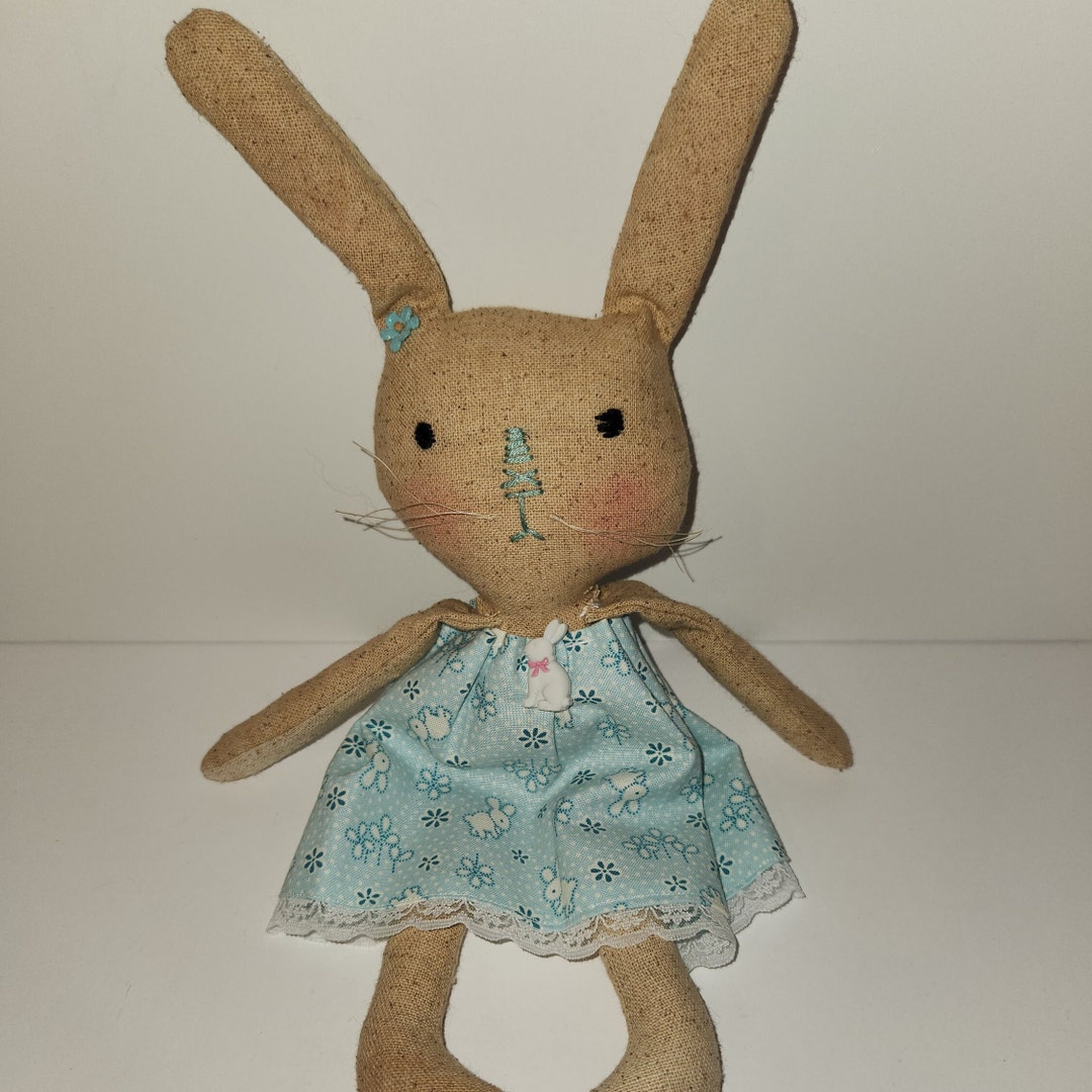 Handmade Easter Bunny Rabbit in Blue and White Dress, Spring Easter ...
