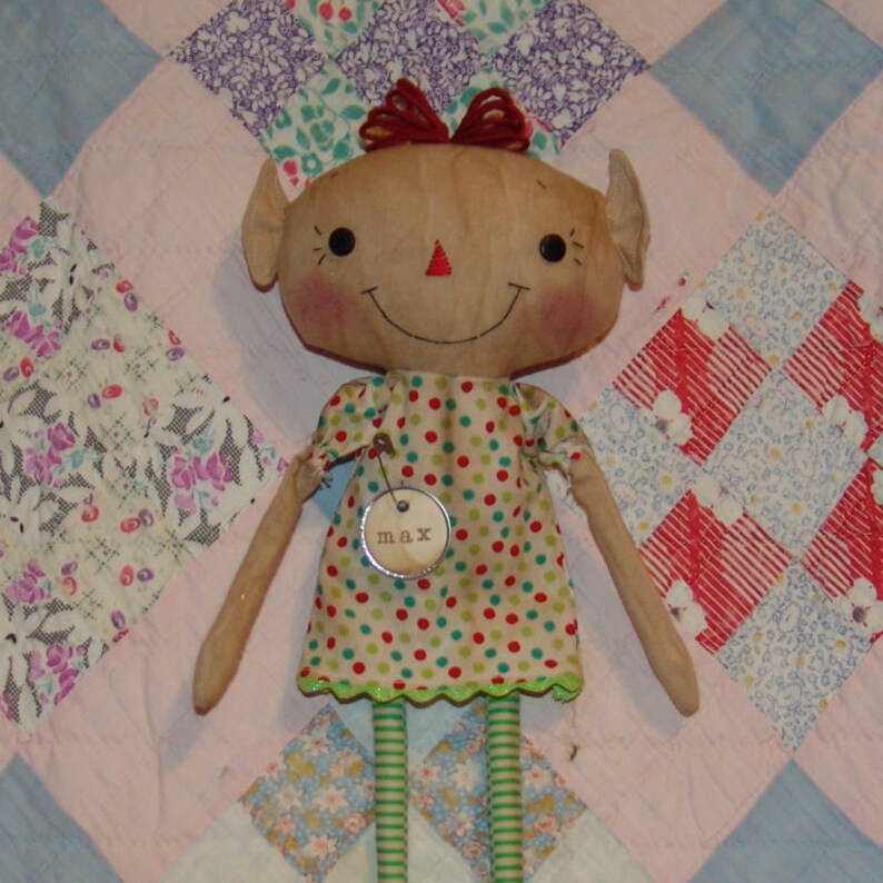 Primitive Christmas Elf Doll Pattern, 14 Inch Raggedy Elf Doll Pattern ...