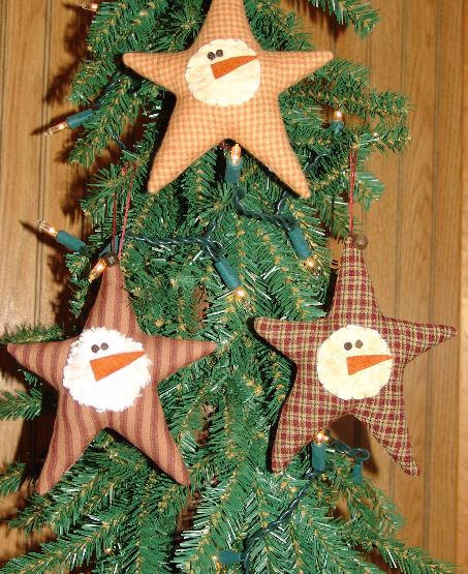 Primitive Ornament Pattern Homespun Star and Heart Snowman | Etsy