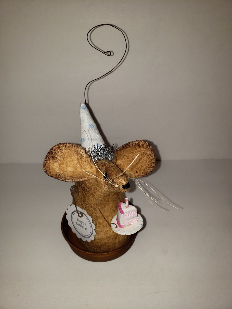 Birthday Gift Dressed up Mouse With Party Hat and Cake Mouse - Etsy