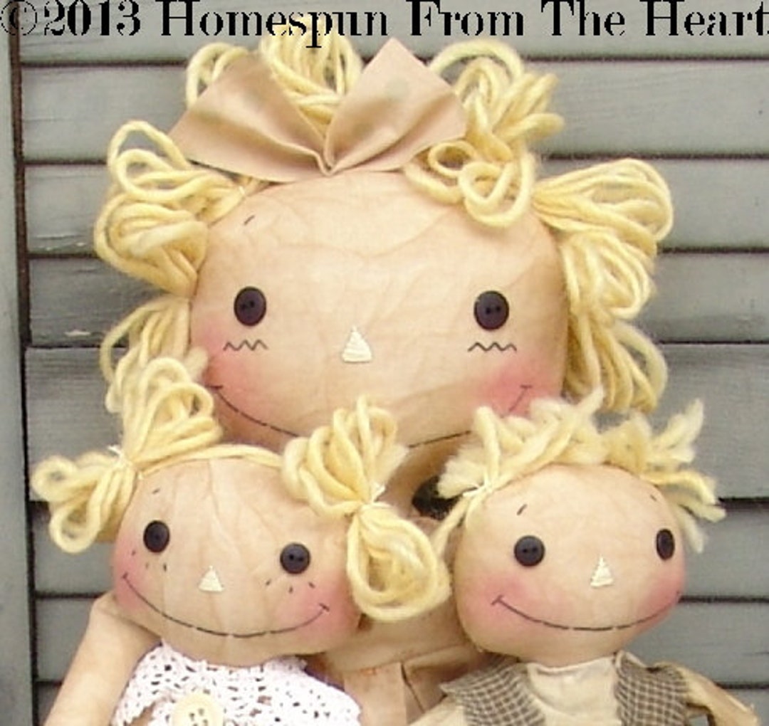 Primitive Cloth Doll Pattern, Mothers Love Raggedy Ann Mom With Baby ...